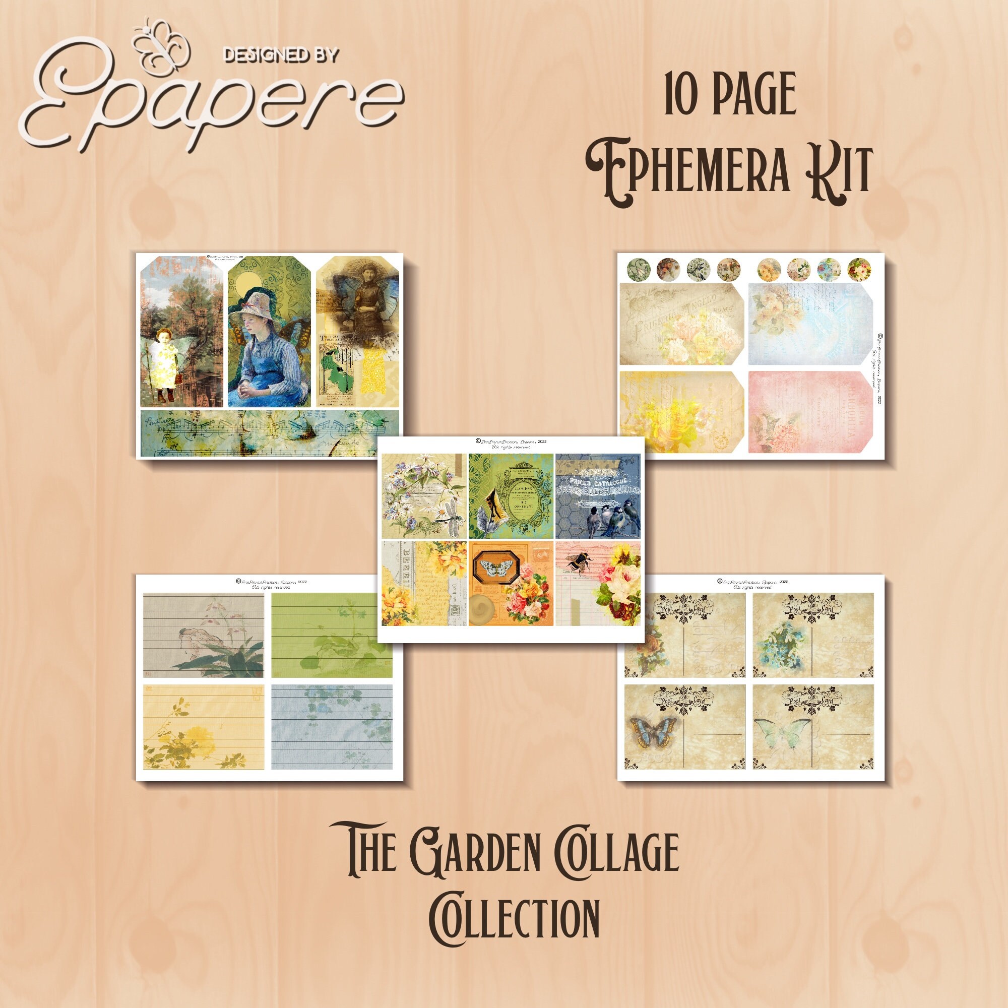 Garden Collage Digital Ephemera Kit - Etsy