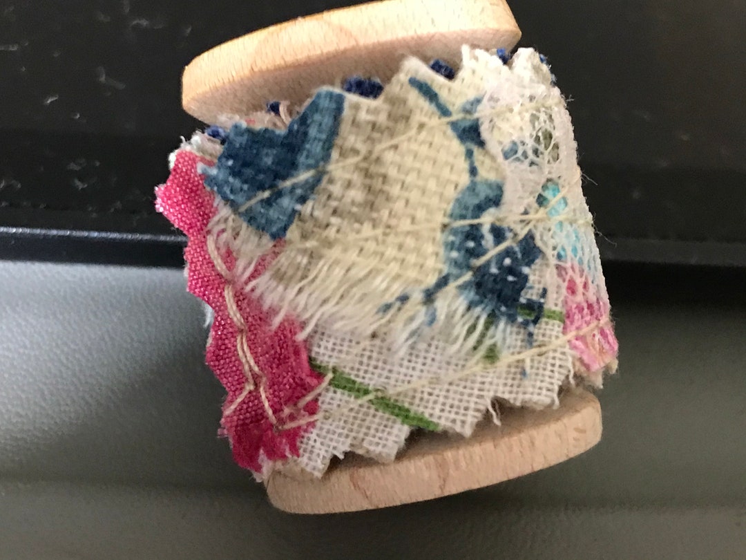 Miniature Thread Spool With Fabric Snippet Roll - Etsy