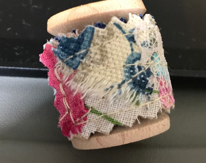 Miniature Thread Spool With Fabric Snippet Roll - Etsy
