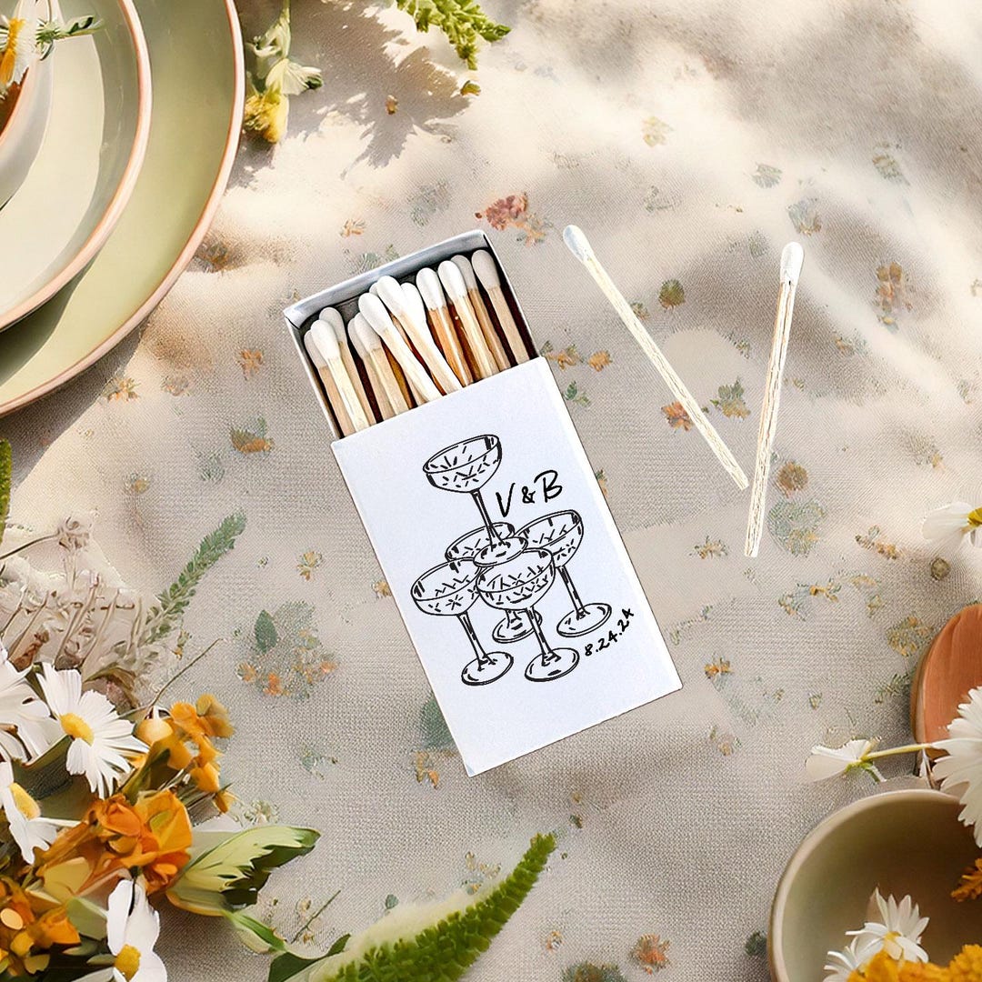 Crystal Coupe Champagne Tower Illustration Matchboxes | for Wedding ...
