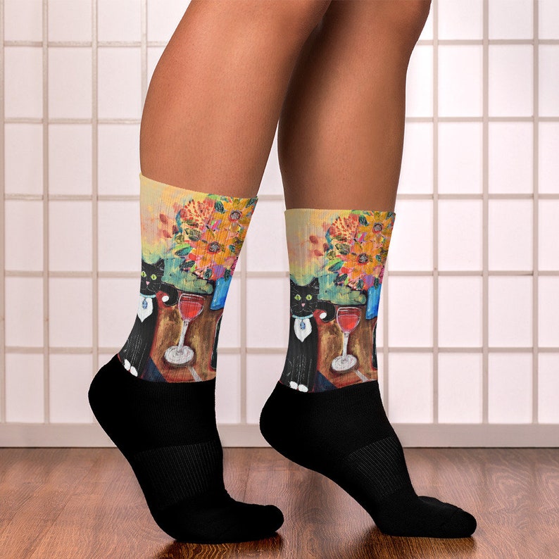 Funny Cat Socks-unisex Funny Socks-artsy Socks-wine - Etsy