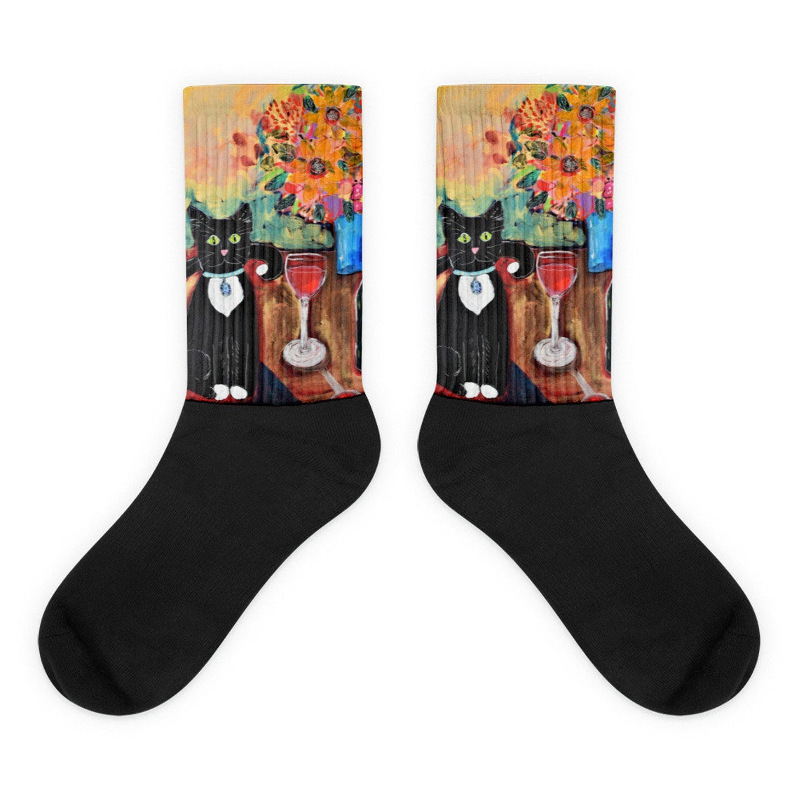 Funny Cat Socks-unisex Funny Socks-artsy Socks-wine - Etsy