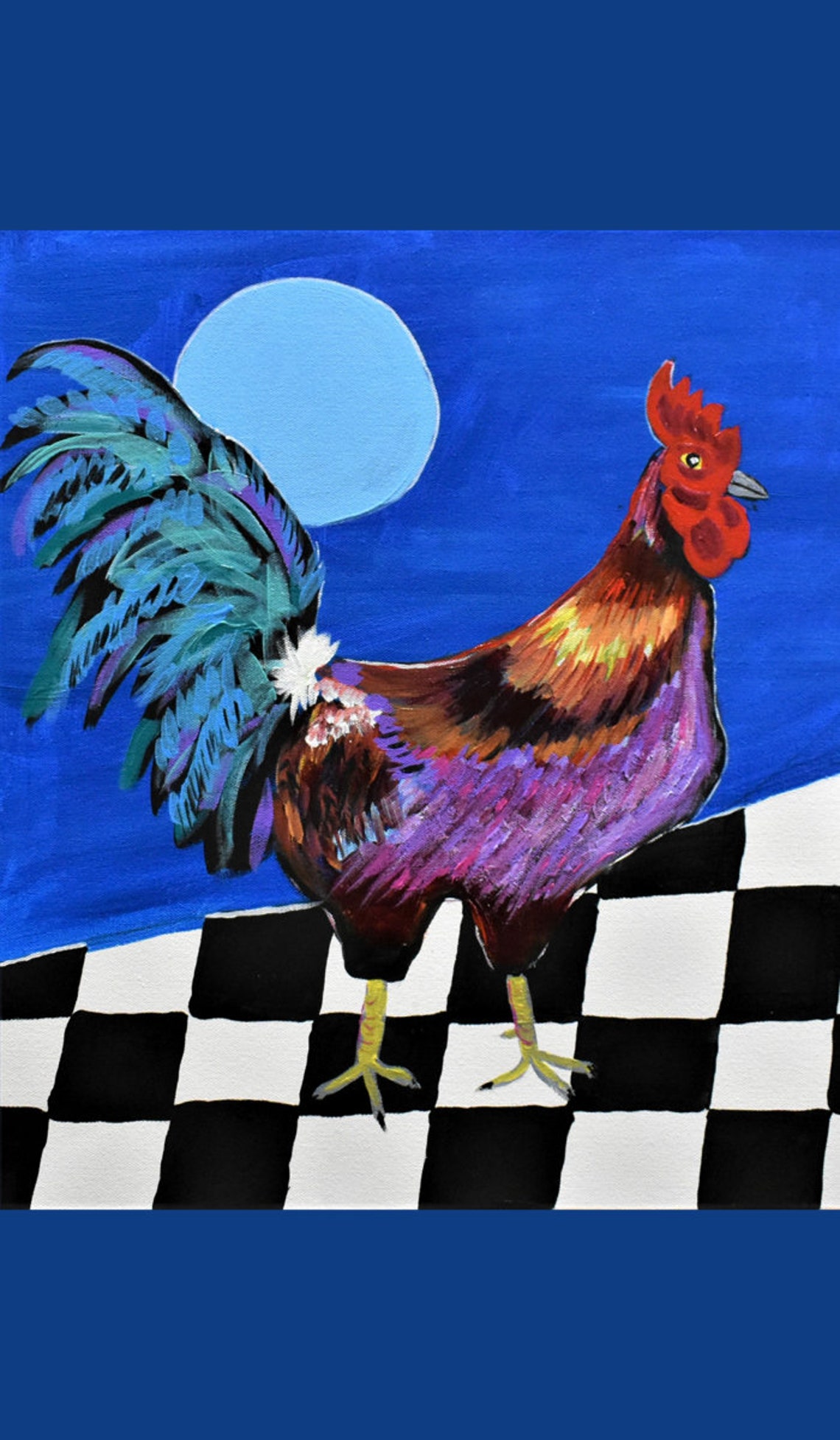 Fun Rooster Socks-best Selling Socks-artsy Socks-checkered - Etsy