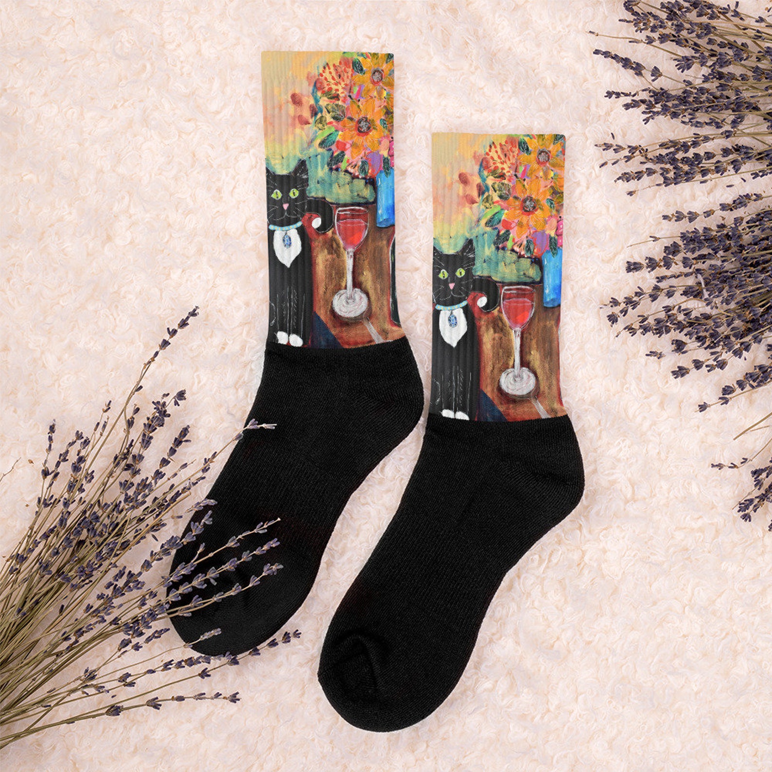 Funny Cat Socks-unisex Funny Socks-artsy Socks-wine - Etsy