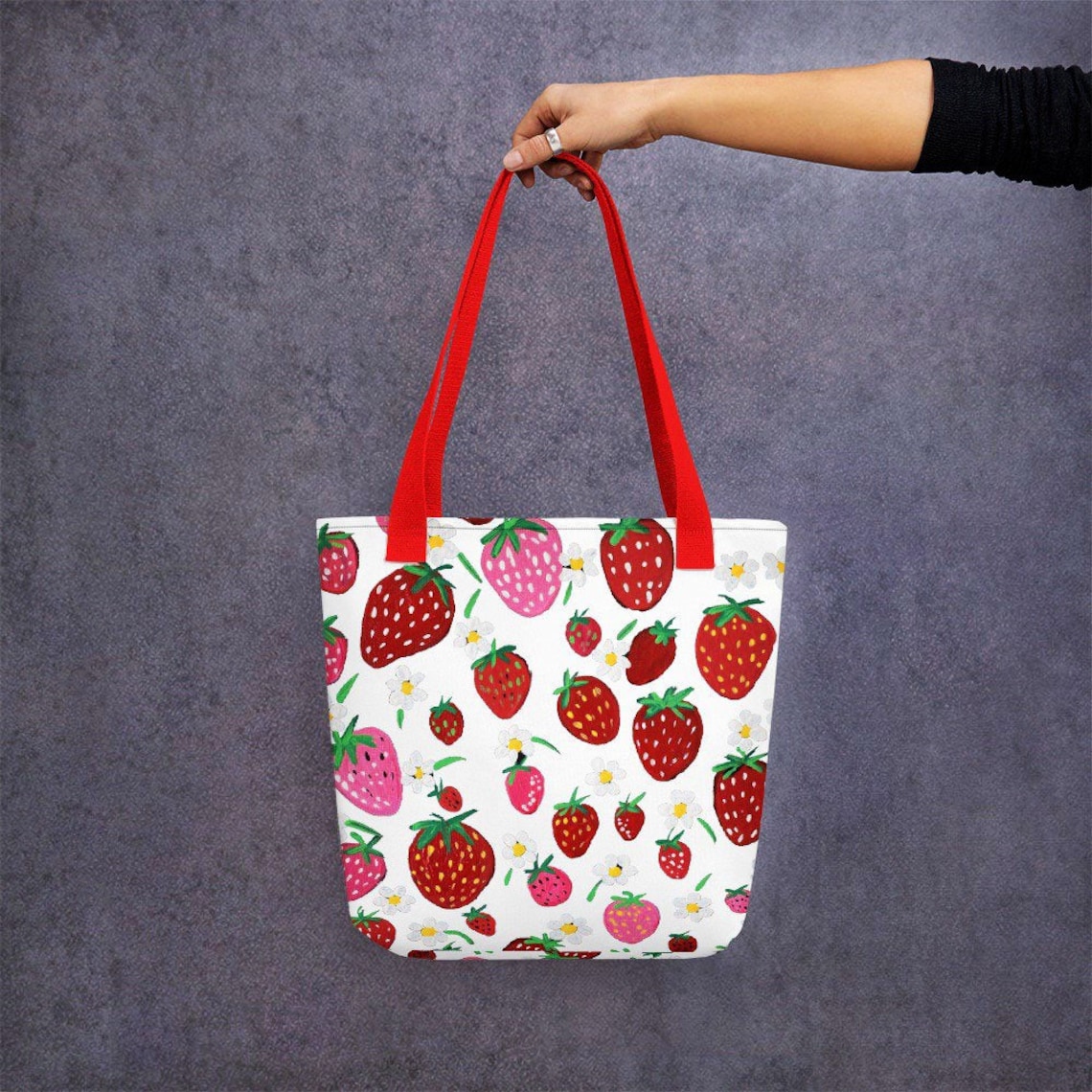 Bolso de tote de fresa-fresas-totes para mujeres-regalos para - Etsy España