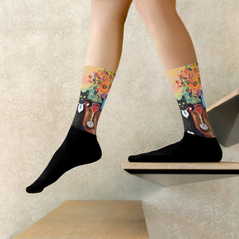 Funny Cat Socks-unisex Funny Socks-artsy Socks-wine - Etsy