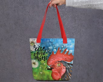 Rooster Tote Bag, Farm Animal Tote, Chicken, Iowa, Farmers Market ...