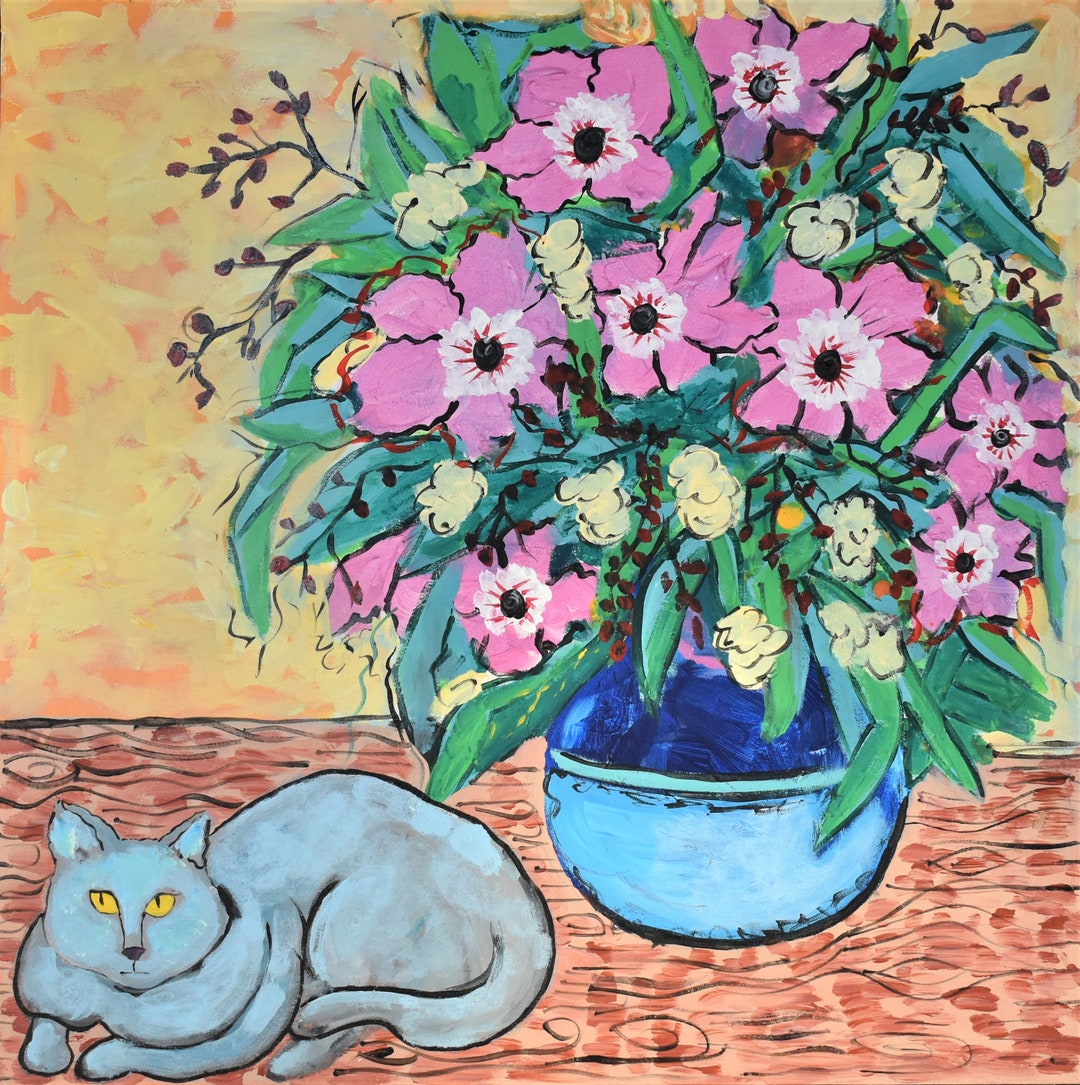 Wall Art Abstract Blue Cat Still Life 16x20 Print - Etsy