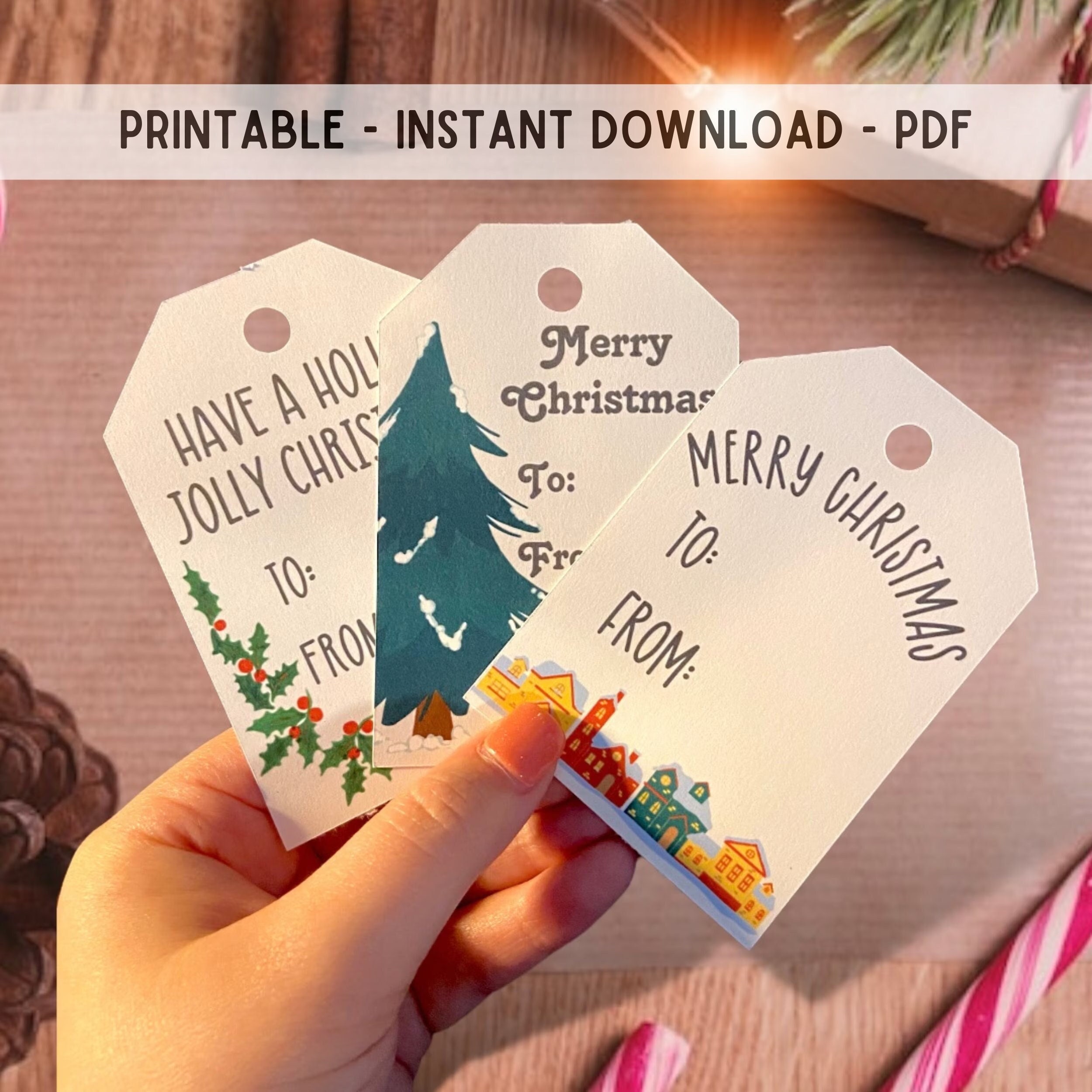 Holiday Gift Tags Printable Christmas Gift Tags Instant Download, PDF ...