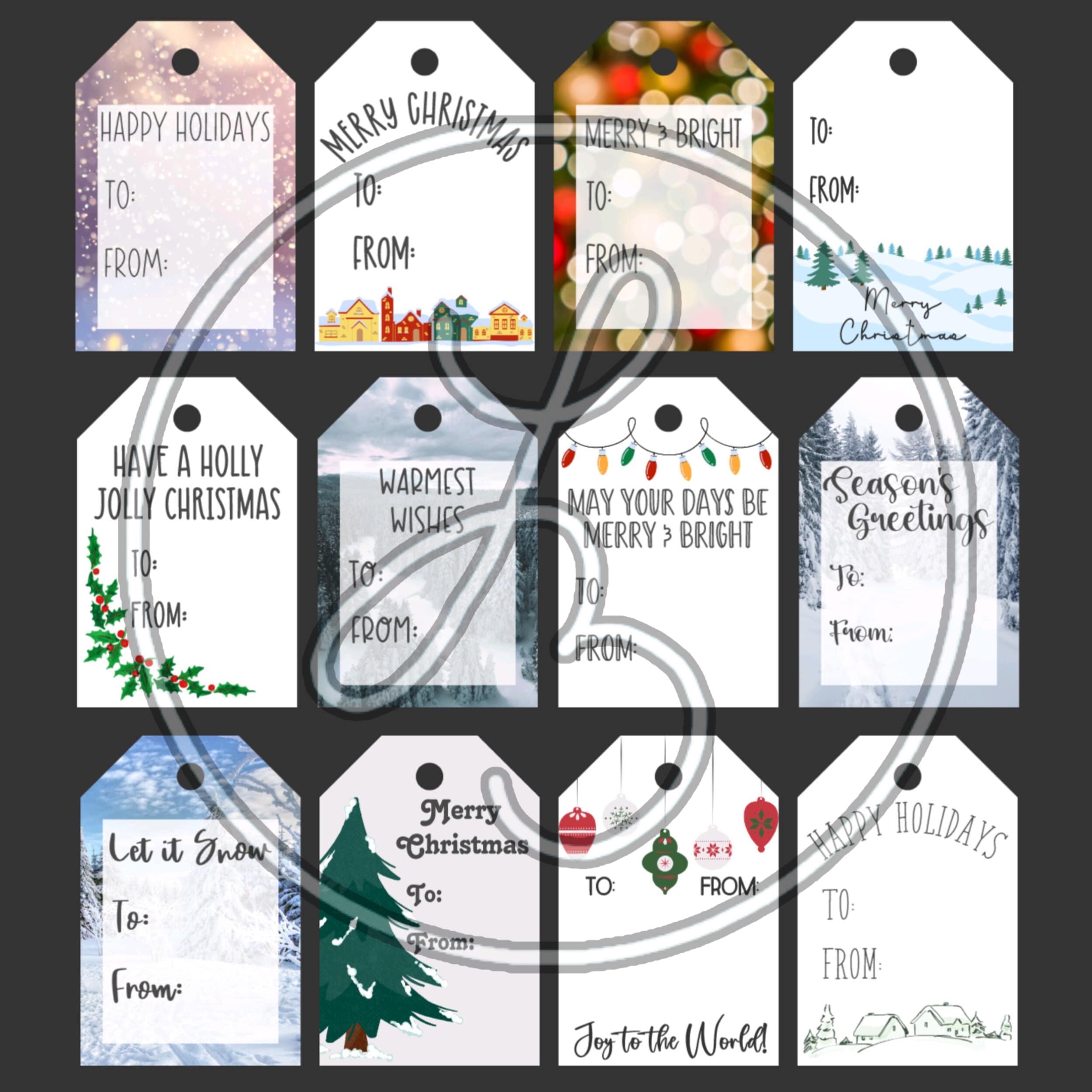 Holiday Gift Tags Printable Christmas Gift Tags Instant Download, PDF ...