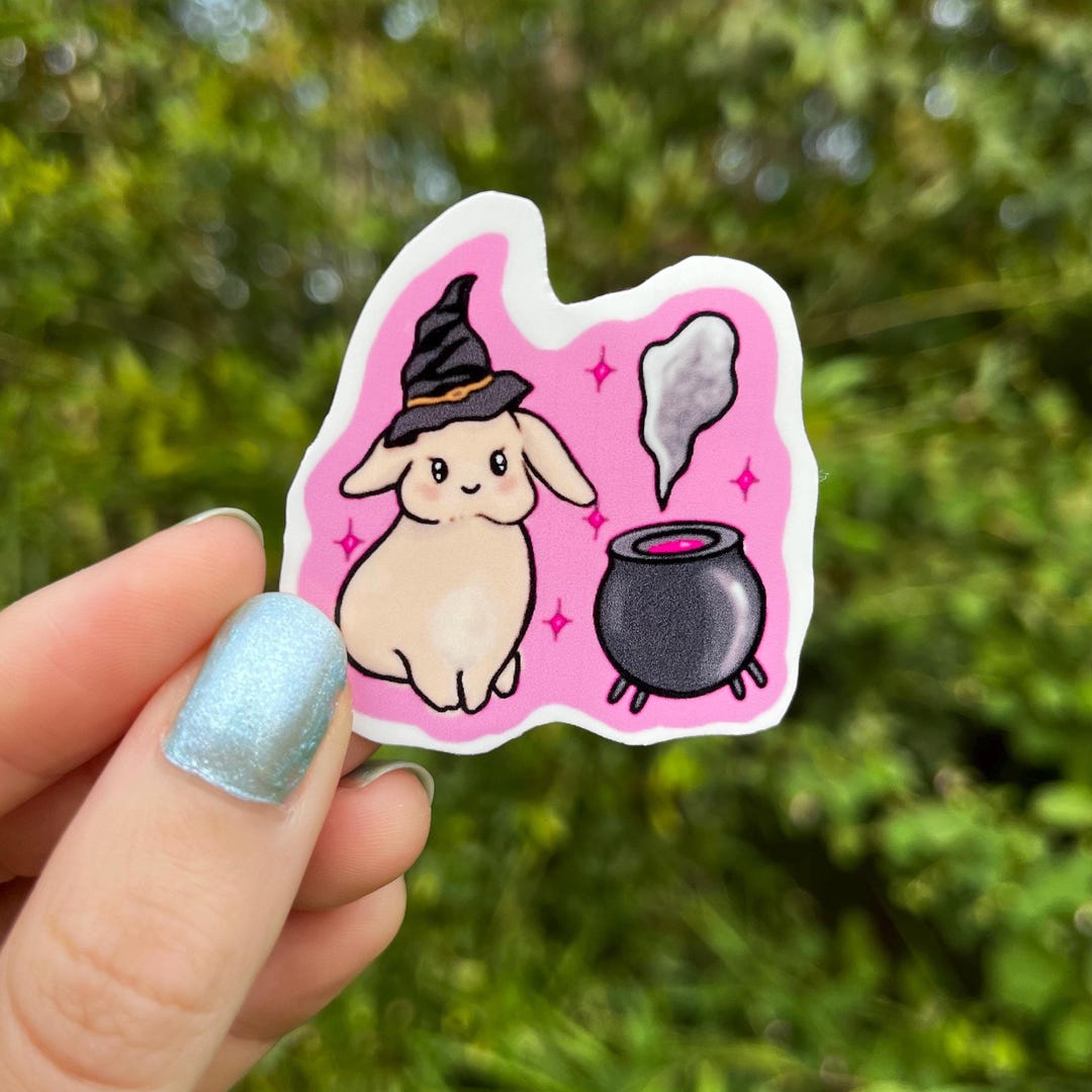 Witch Bunny Vinyl Sticker | Spooky Halloween Rabbit, Trick or Treat - Etsy