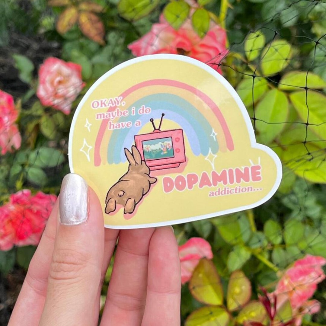 Funny Bunny Dopamine Addiction Sticker: Waterproof Laptop Decal - Etsy