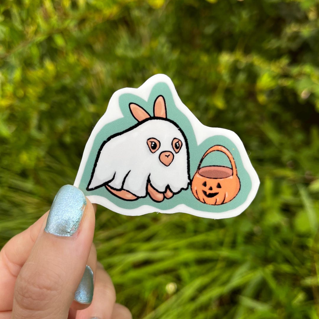Ghost Bunny Vinyl Sticker | Spooky Halloween Treat - Etsy