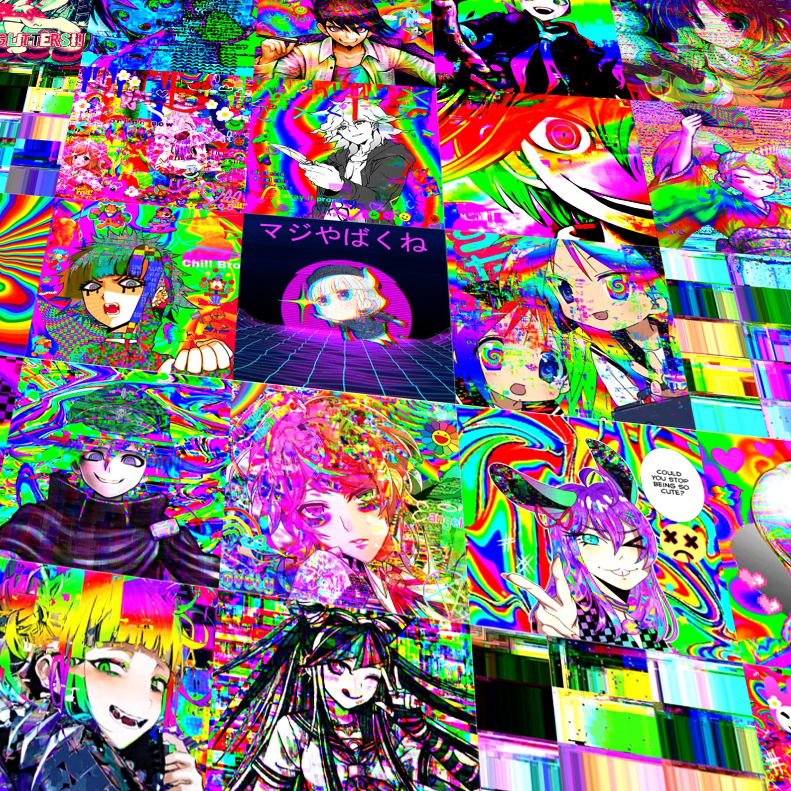 Glitchcore Anime Digital Photo Wall Collage Kit 25 Pics Indie Kid Room ...