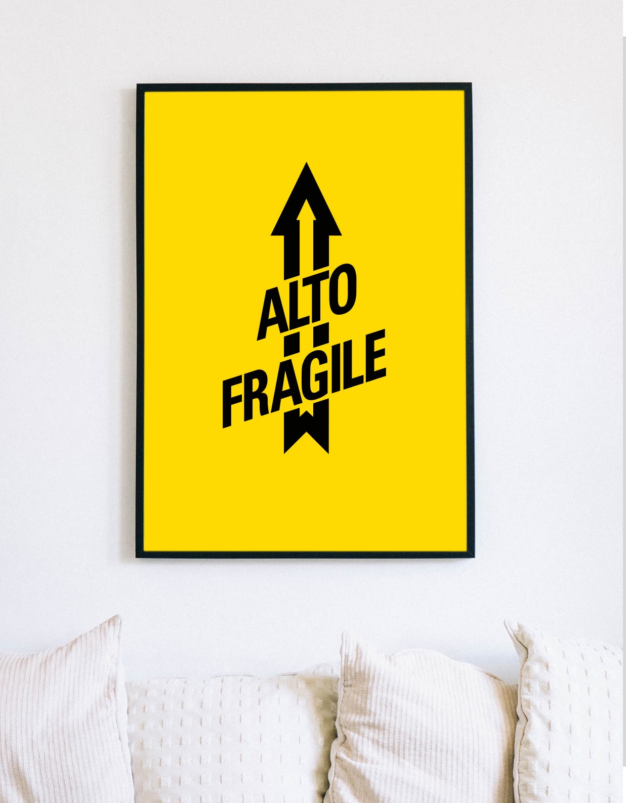 Alto affiche fragile, alto fragile, boîte en carton, flèche vers le ...