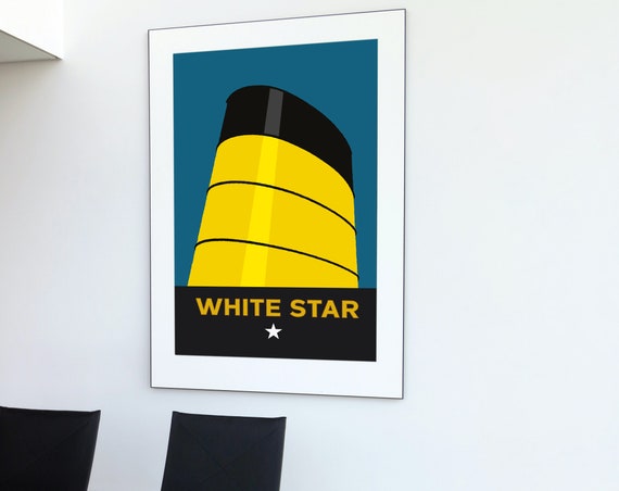 White Star Line Funnel Poster Illustration - Etsy