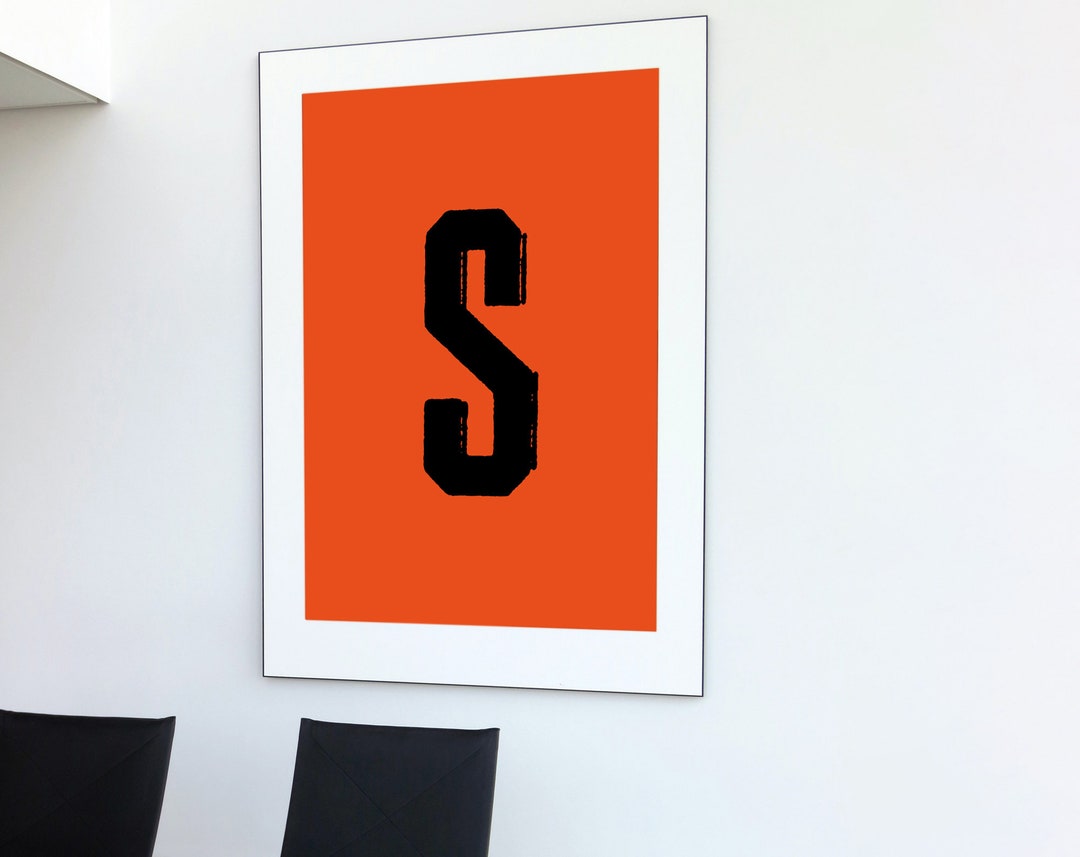Alphabet Posters, Letter S, Typographic Poster, Orange Poster, 1970s ...