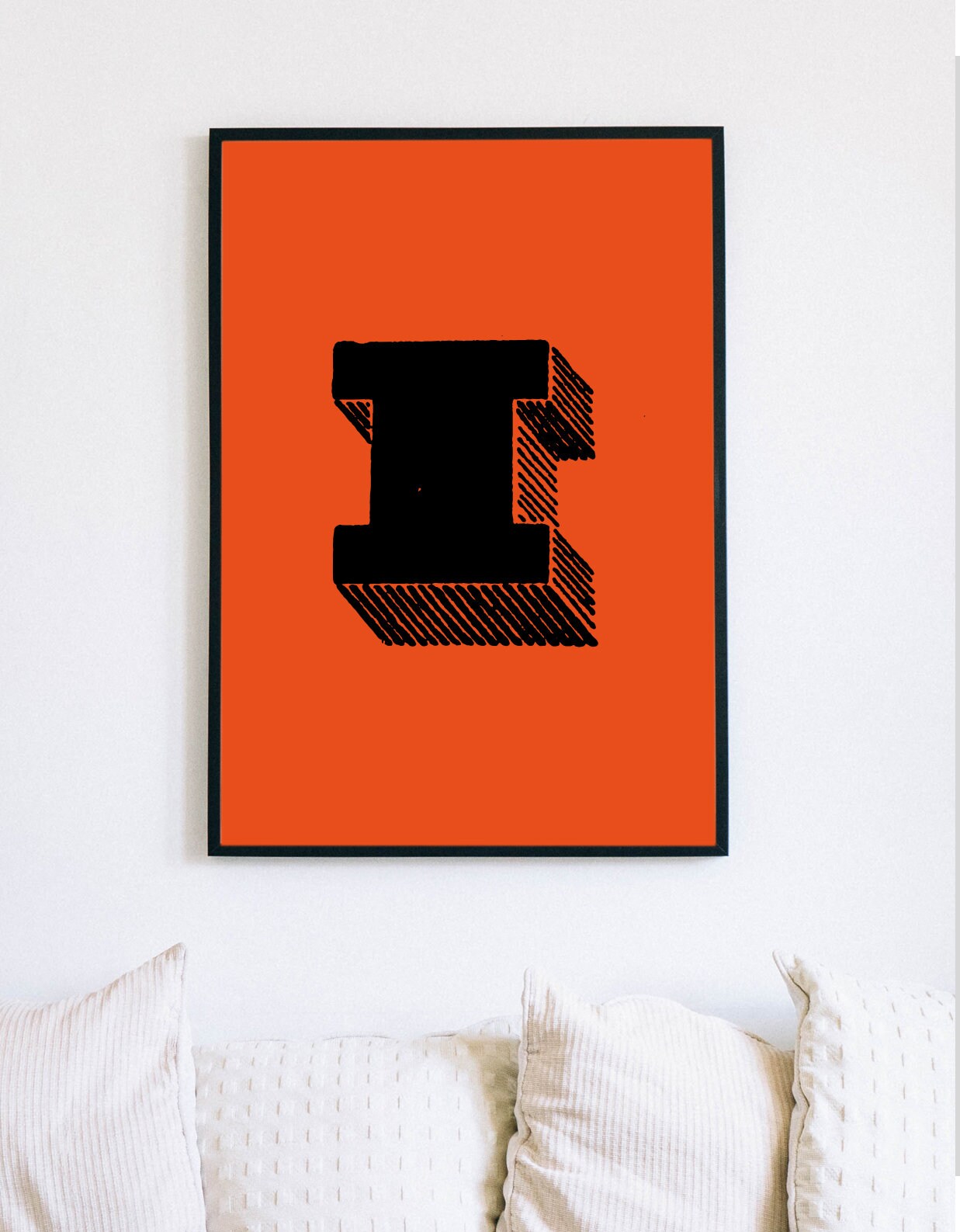 Alphabet Posters, Letter I, Typographic Poster, Orange Poster, 1970s ...