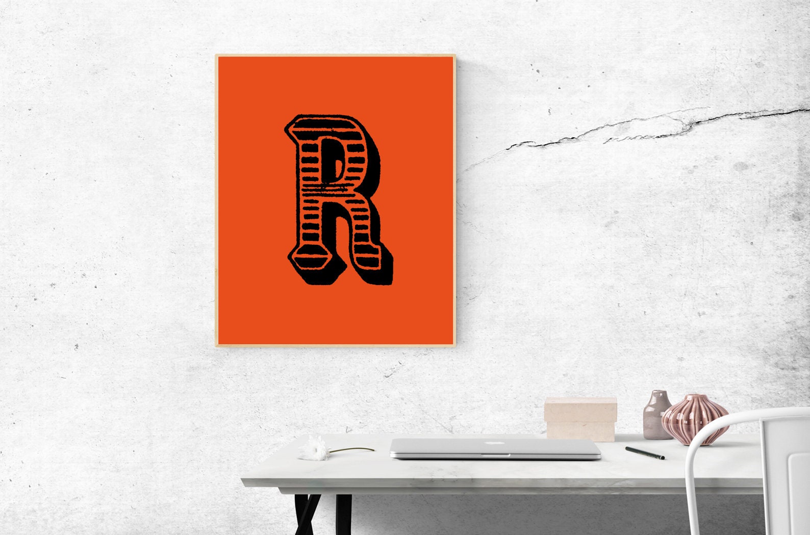 Alphabet Posters, Letter R, Typographic Poster, Orange Poster, 1970s ...
