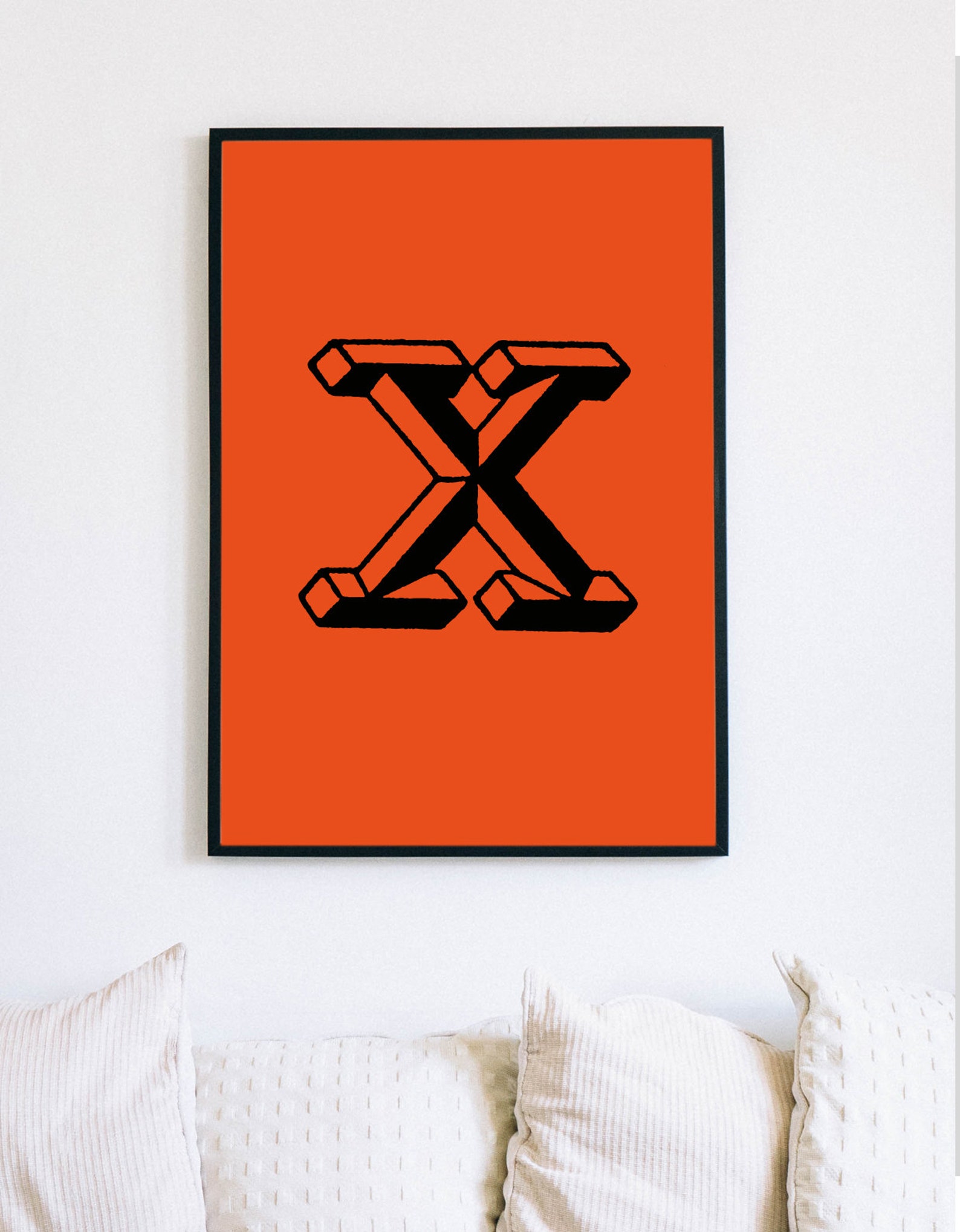 Alphabet Posters, Letter X, Typographic Poster, Orange Poster, 1970s ...