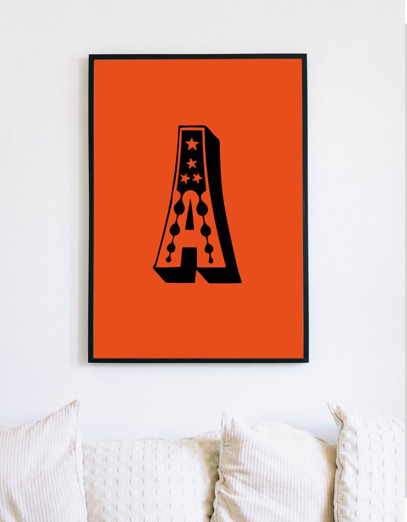 Alphabet Posters Letter A Typographic Poster Orange Poster | Etsy