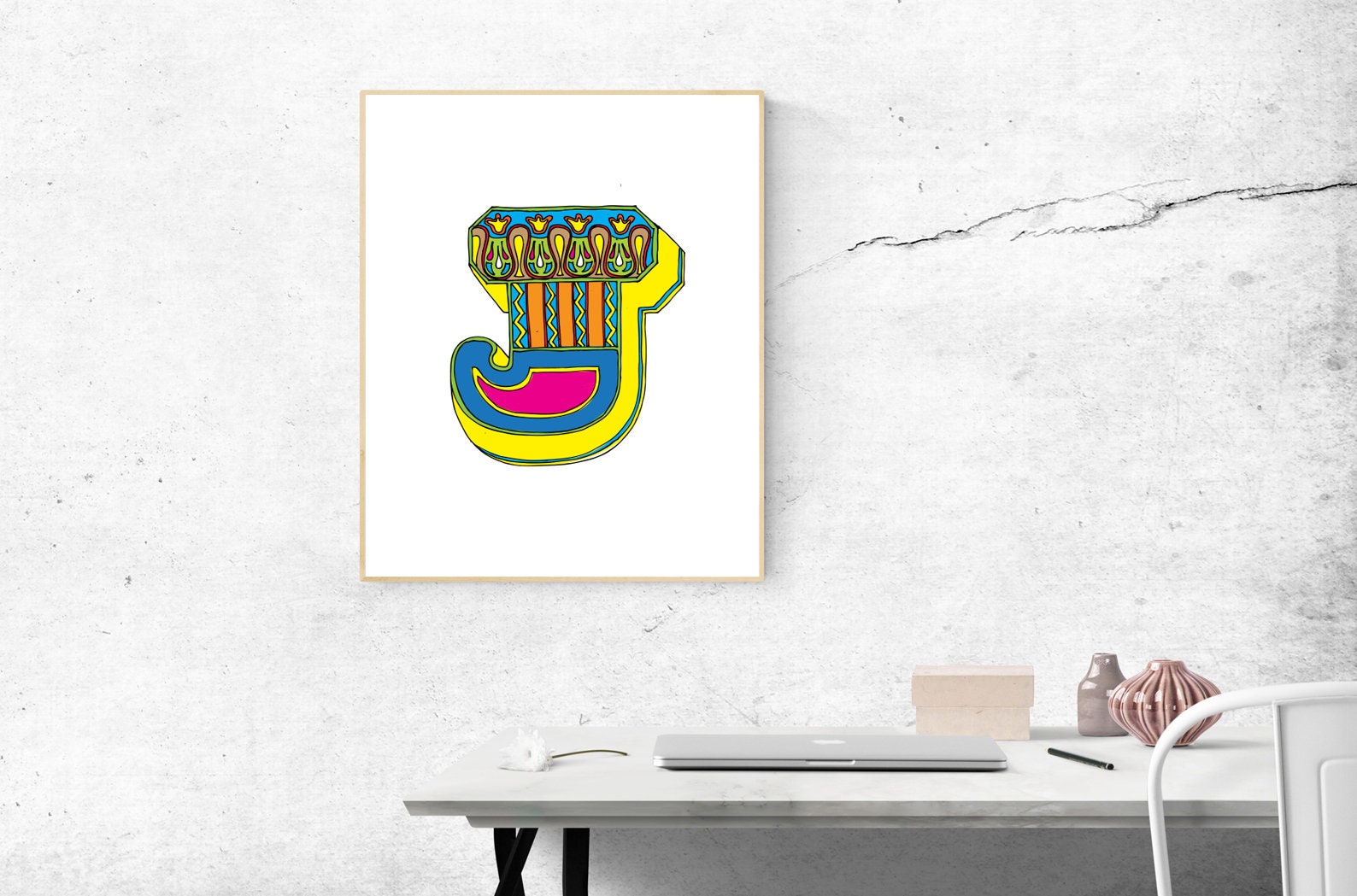 Letter J Illustration Poster - Etsy