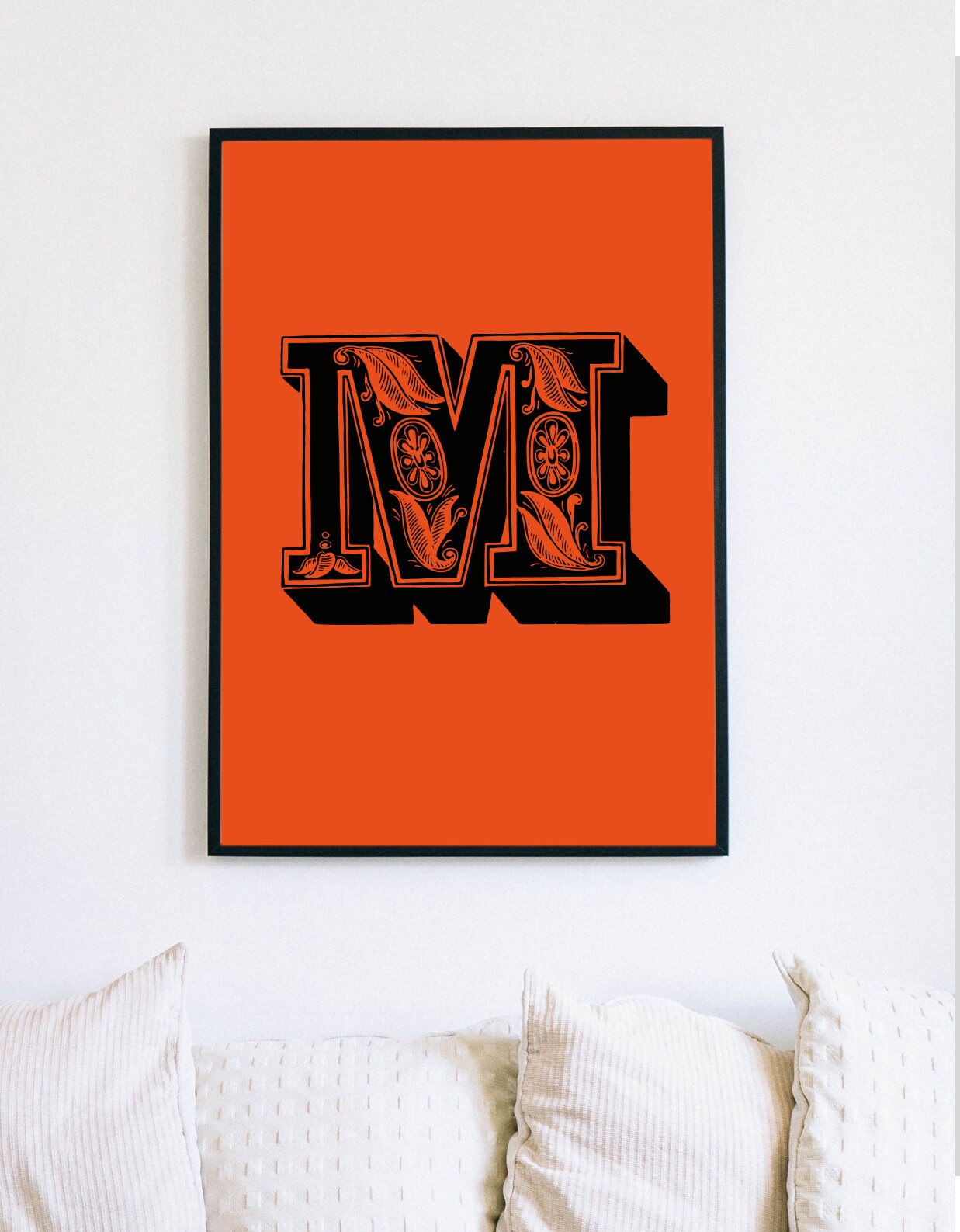 Alphabet Posters, Letter M, Typographic Poster, Orange Poster, 1970s ...