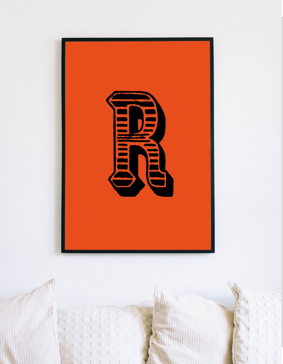 Alphabet Posters, Letter R, Typographic Poster, Orange Poster, 1970s ...