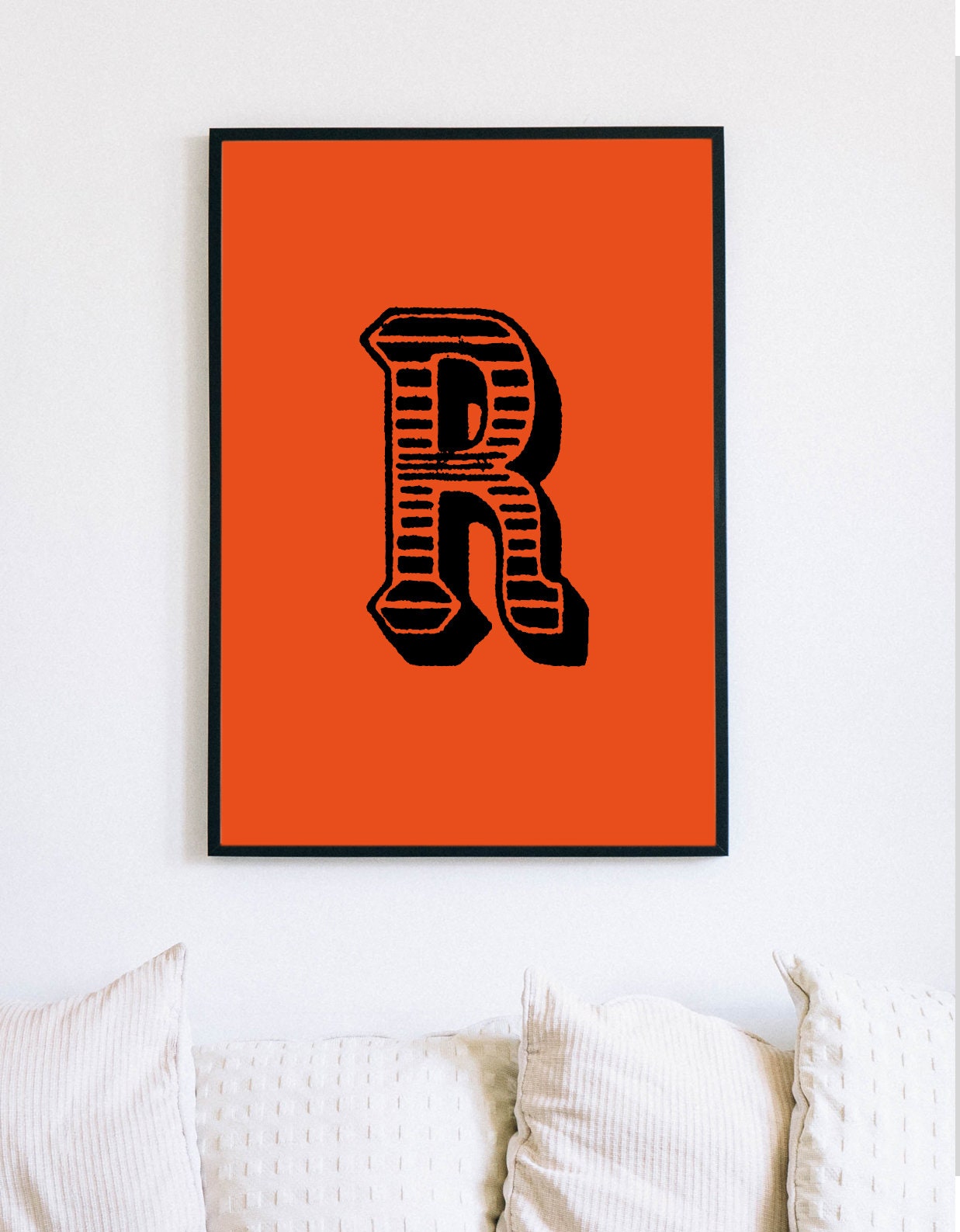 Alphabet Posters, Letter R, Typographic Poster, Orange Poster, 1970s ...