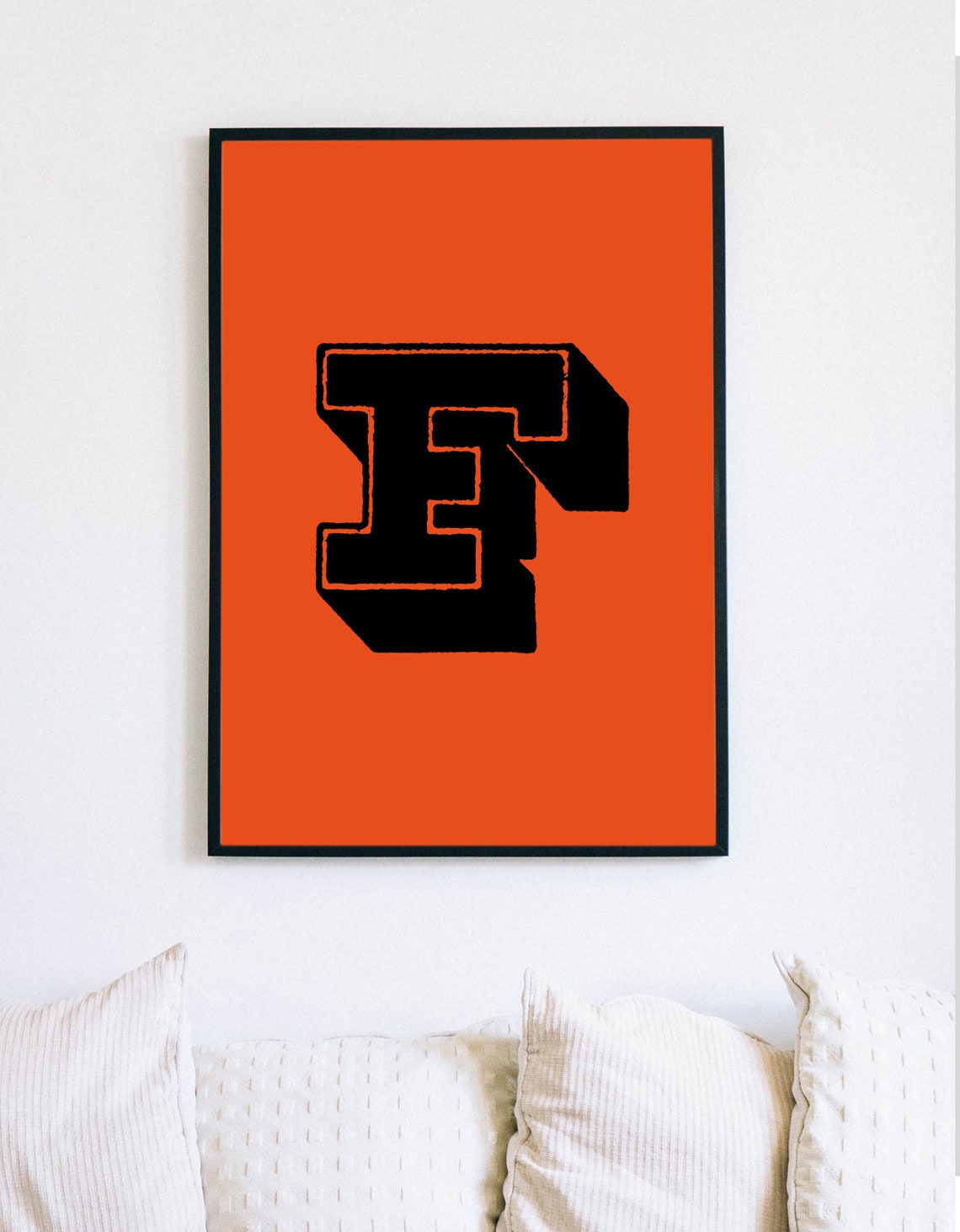 Alphabet Posters, Letter F, Typographic Poster, Orange Poster, 1970s ...