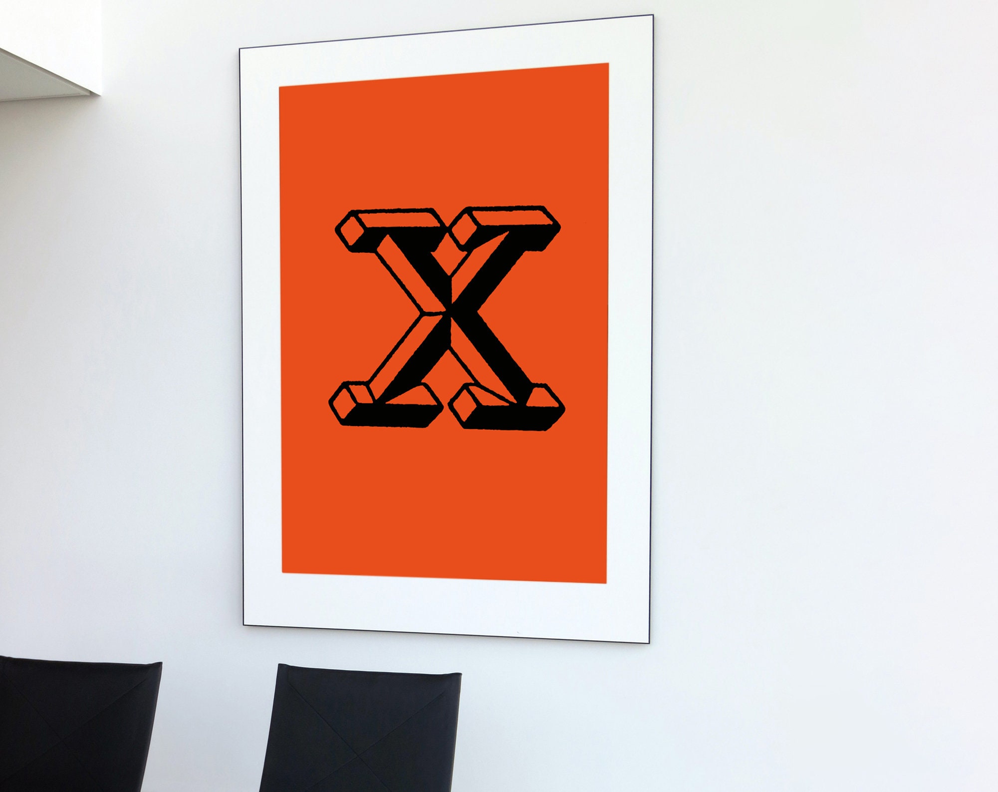 Alphabet Posters, Letter X, Typographic Poster, Orange Poster, 1970s ...