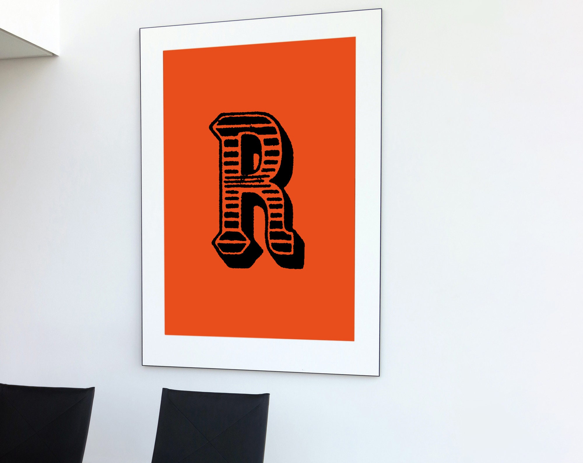 Alphabet Posters, Letter R, Typographic Poster, Orange Poster, 1970s ...