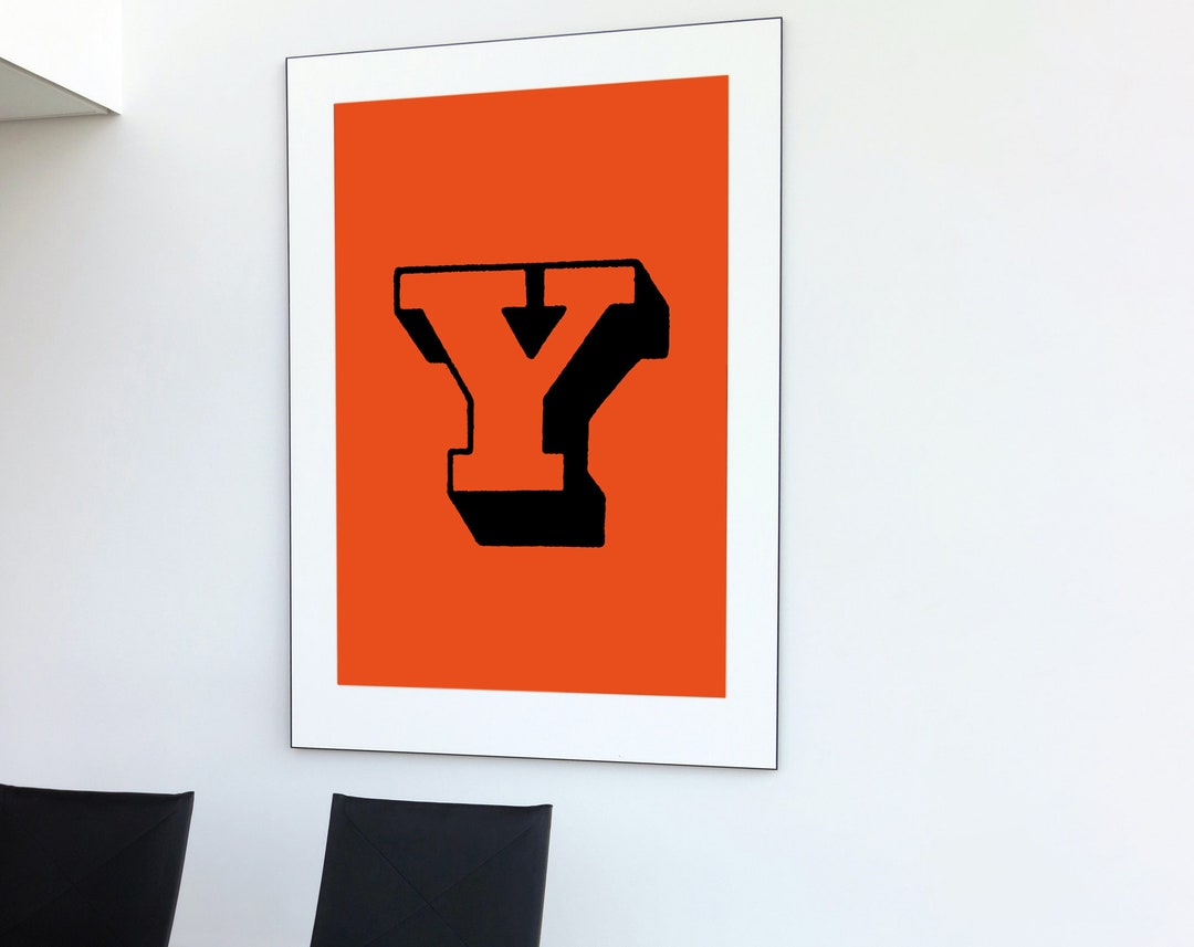 Alphabet Posters, Letter Y, Typographic Poster, Orange Poster, 1970s ...