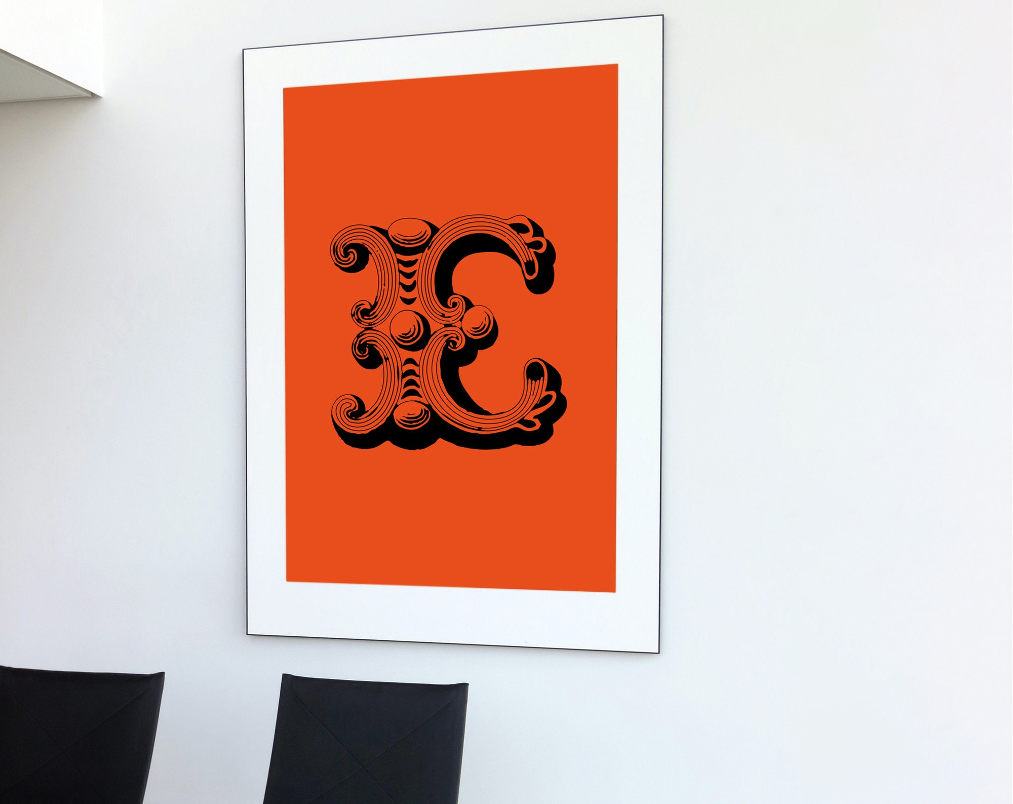 Alphabet Posters, Letter E, Typographic Poster, Orange Poster, 1970s ...