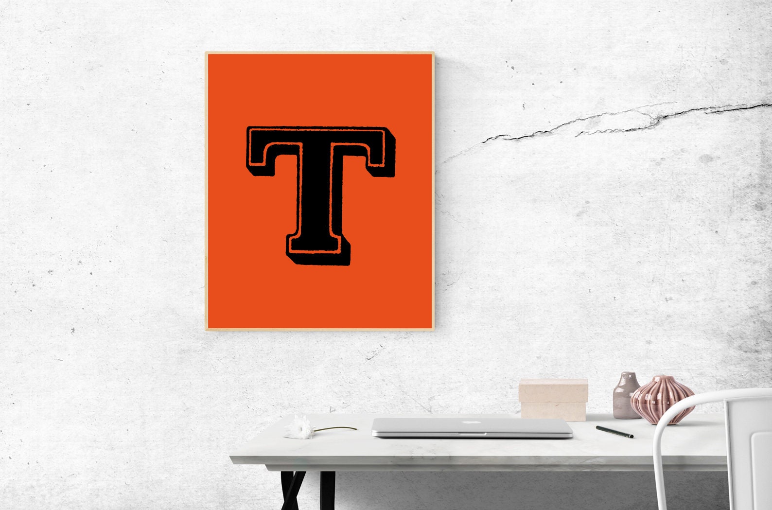 Alphabet Posters, Letter T, Typographic Poster, Orange Poster, 1970s ...