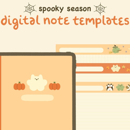 Cute Halloween Digital Note Templates: Spooky Season for - Etsy
