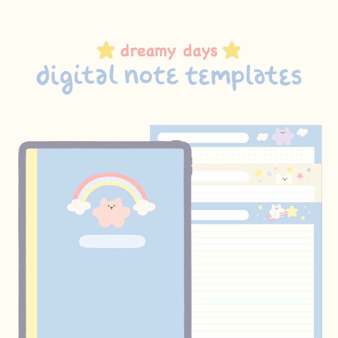 Cute Digital Note Templates: Dreamy Days | for Goodnotes, iPad ...