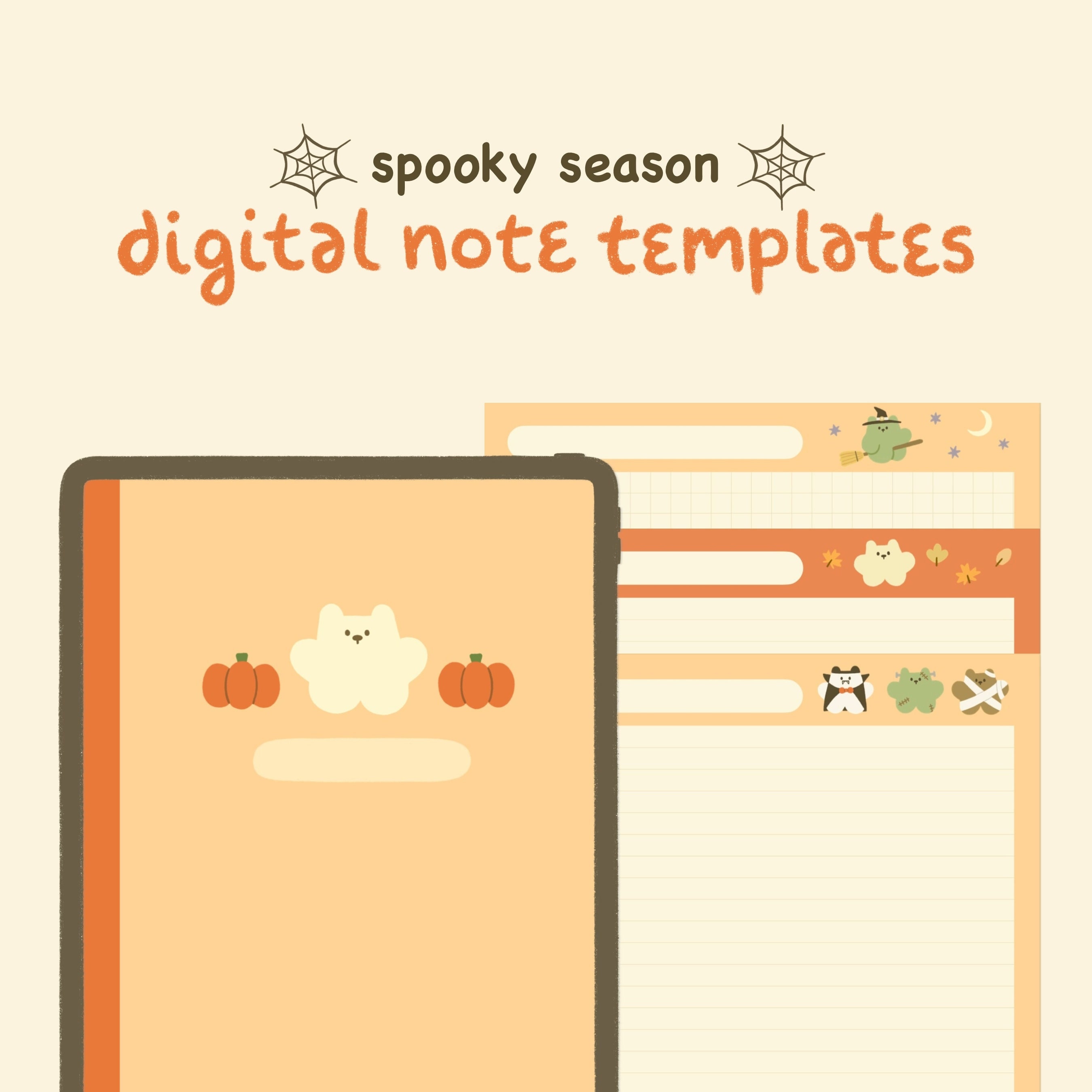 Cute Halloween Digital Note Templates: Spooky Season for - Etsy