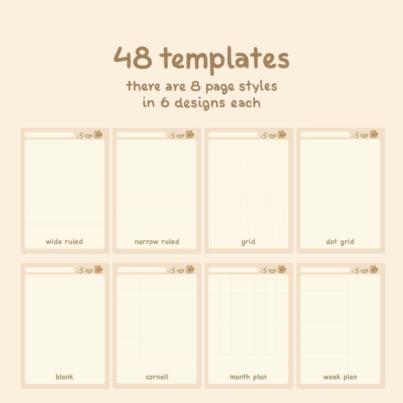Cute Brown Digital Notebook Template: Bear Bakery | Goodnotes, Samsung ...