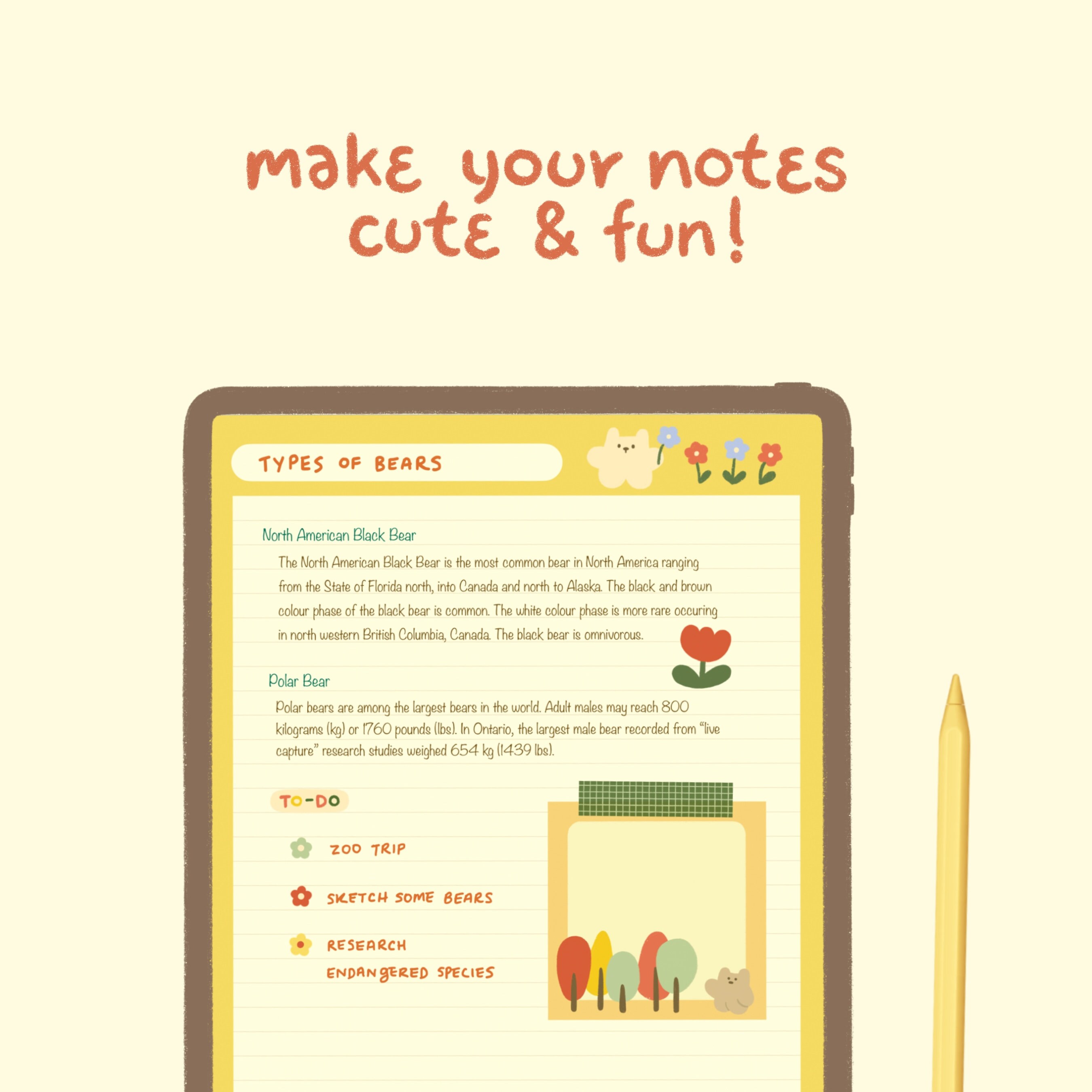 Cute Digital Note Templates: Woodsy Wonderland for - Etsy