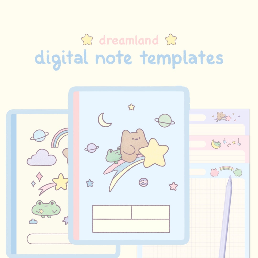 Cute Sky Blue Digital Notebook Template: Dreamland | Goodnotes, Samsung ...