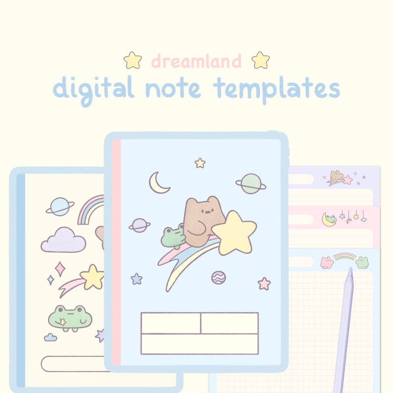 Cute Sky Blue Digital Notebook Template: Dreamland Goodnotes, Samsung ...