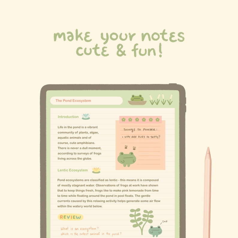 Cute Digital Note Templates: Froggy Fun for Goodnotes Ipad - Etsy