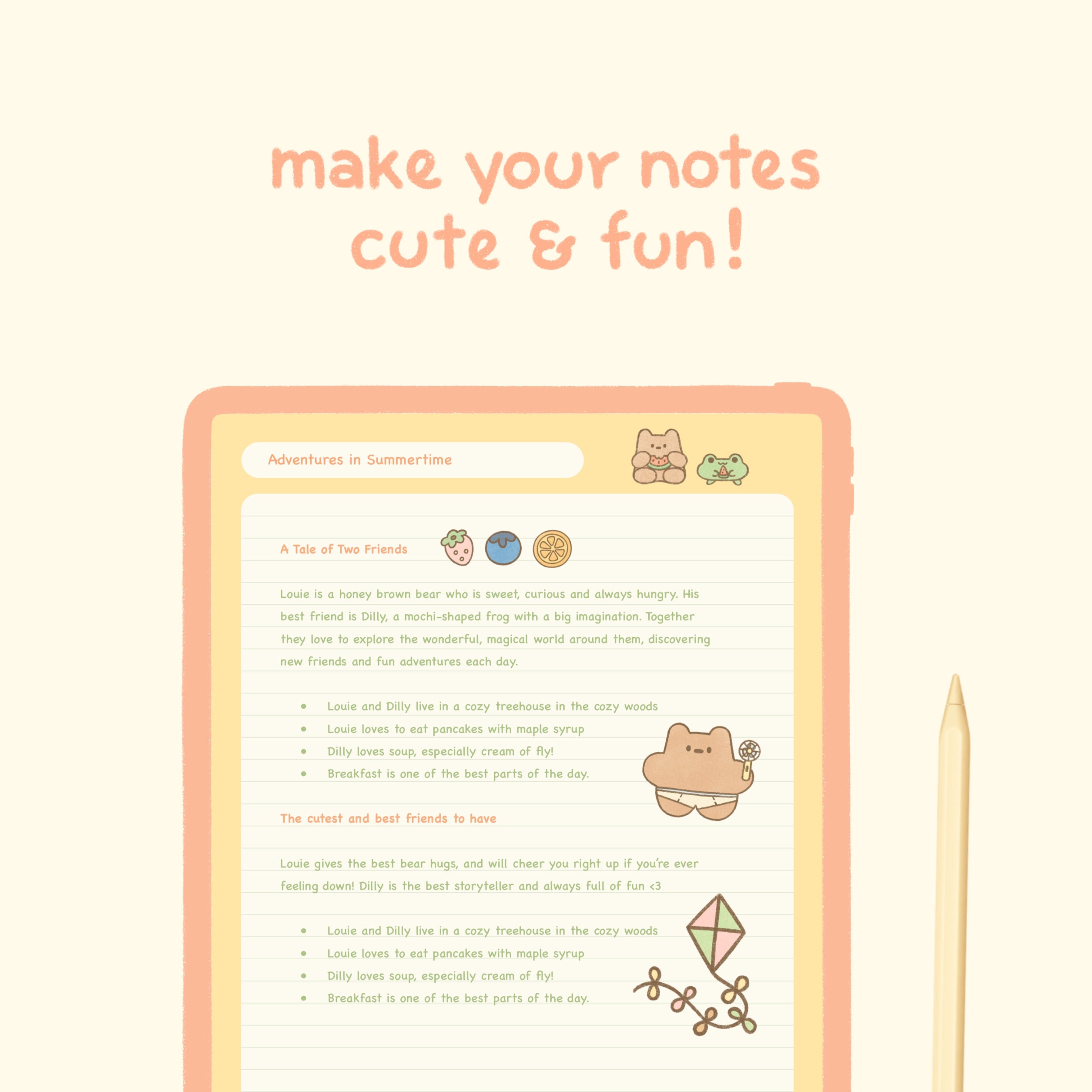 Cute Digital Notebook Template: Summer Fun | Goodnotes, Samsung Notes ...