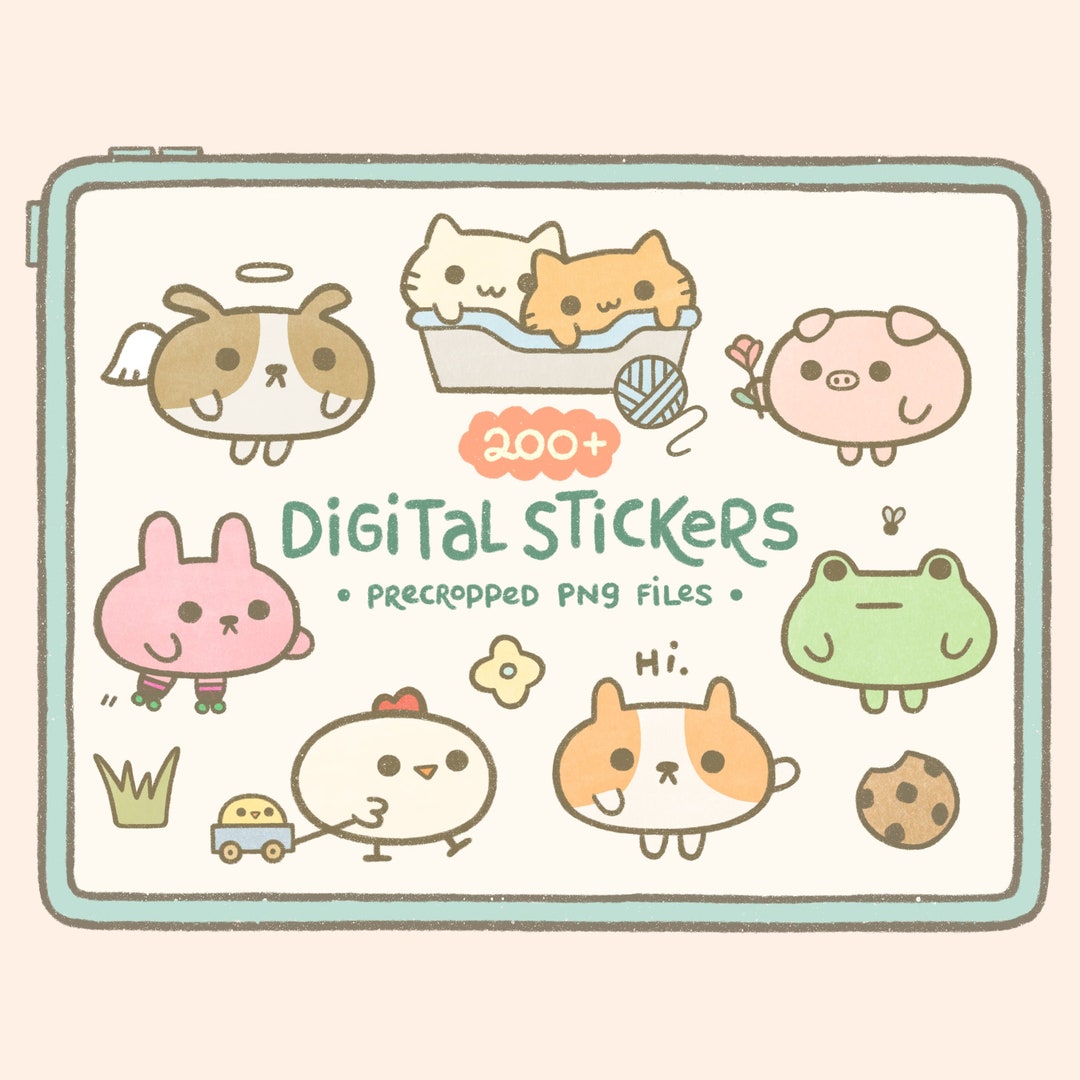 Mochi Pets Mega Digital Sticker Pack | Cute Digital Stickers for ...