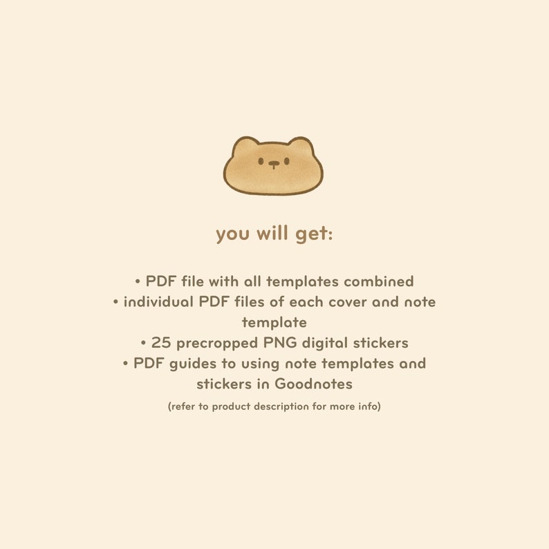 Cute Brown Digital Notebook Template: Bear Bakery | Goodnotes, Samsung ...