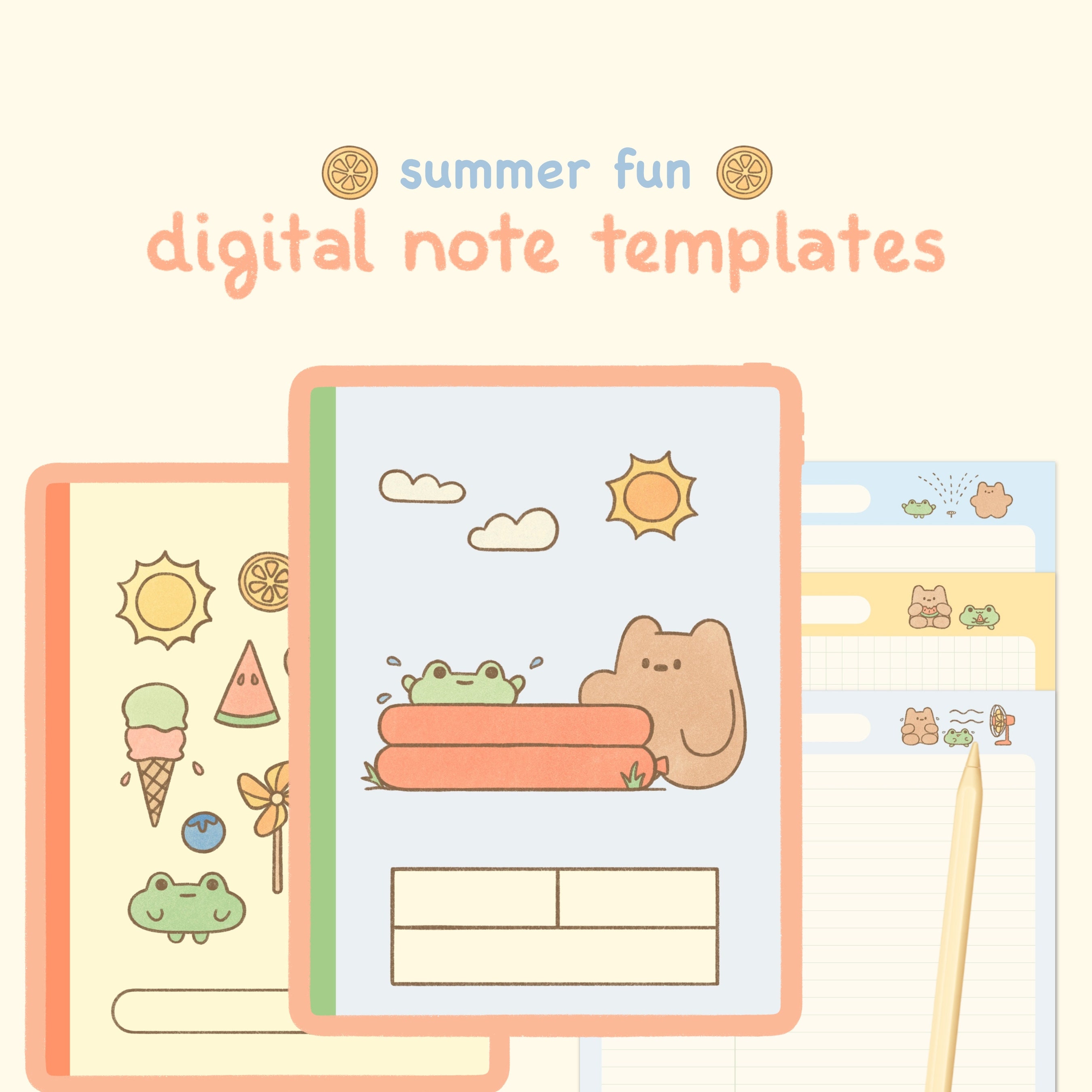 Cute Digital Notebook Template: Summer Fun | Goodnotes, Samsung Notes ...