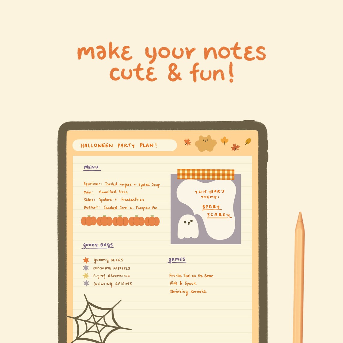Cute Halloween Digital Note Templates: Spooky Season for - Etsy