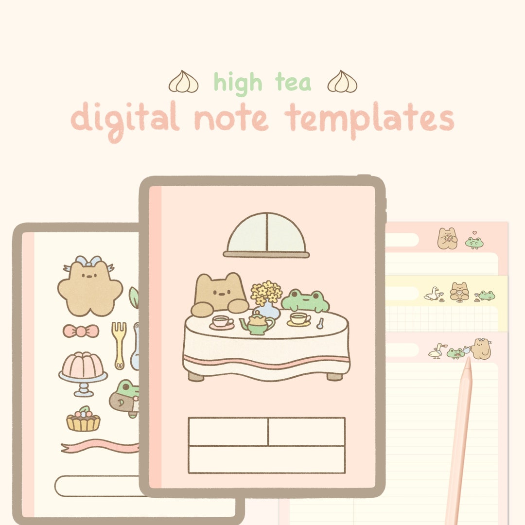 Cute Pink Digital Notebook Template: High Tea | Goodnotes, Samsung ...