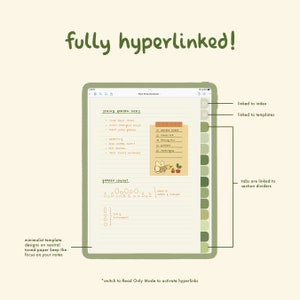 Cute Green Digital Notebook With Tabs: Plant Shop | Goodnotes, Samsung ...